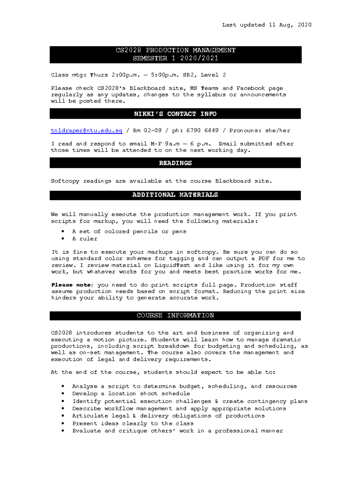 CS2028 Syllabus 2020 1108 Warning TT Invalid Function Id 11 Last