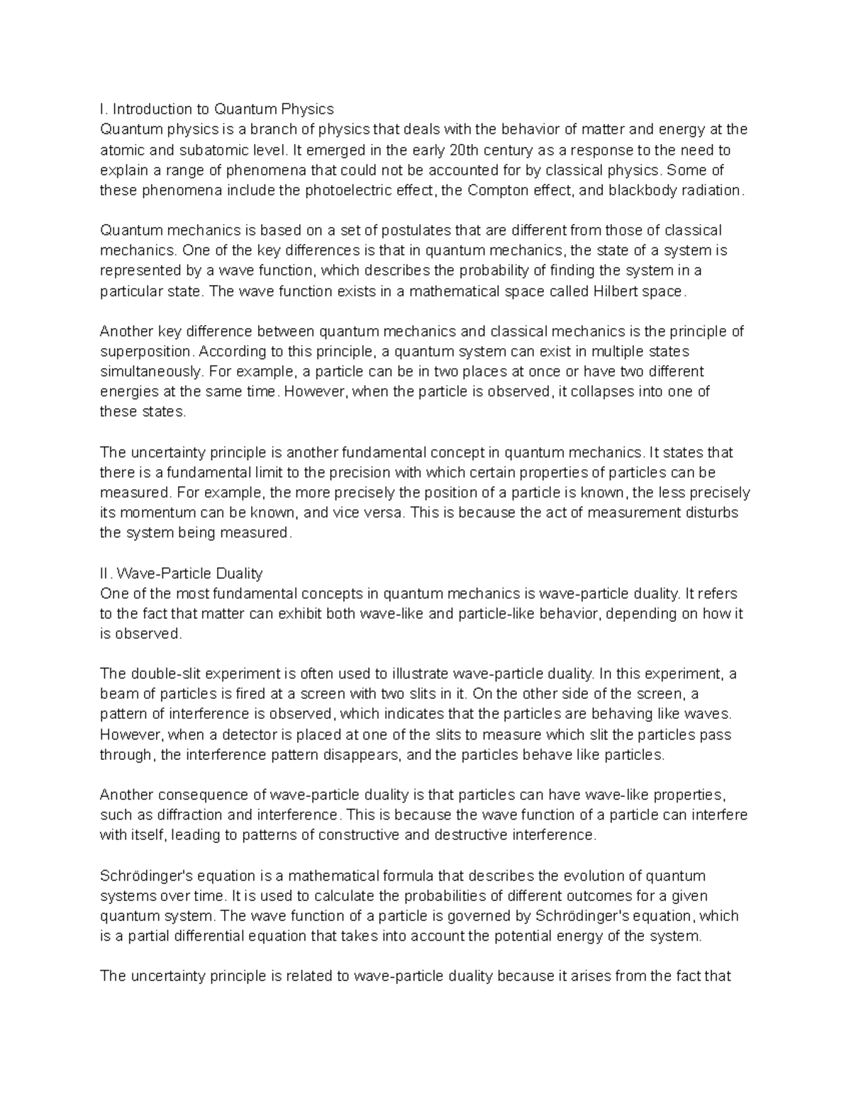 Quantum Physics 1-2 - Notes for units 1 and 2 - I. Introduction to ...