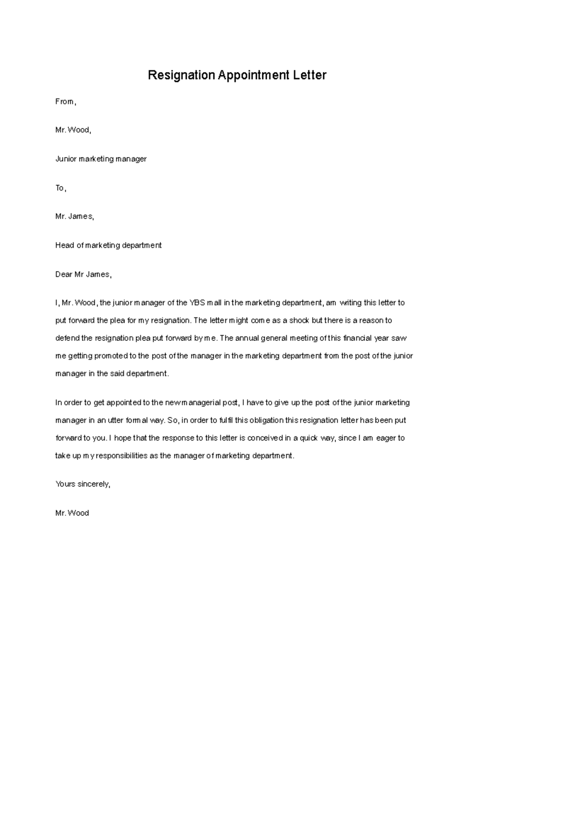 Resignation Appointment Letter - develop keyboard skills - InfoLink ...