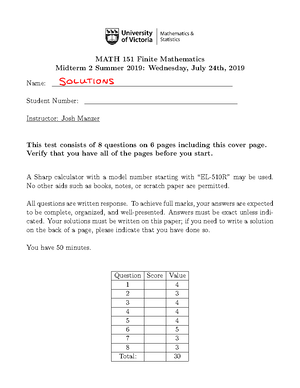 Practice - in class notes - MATH 151: Finite Mathematics HANDBOOK 2022 ...