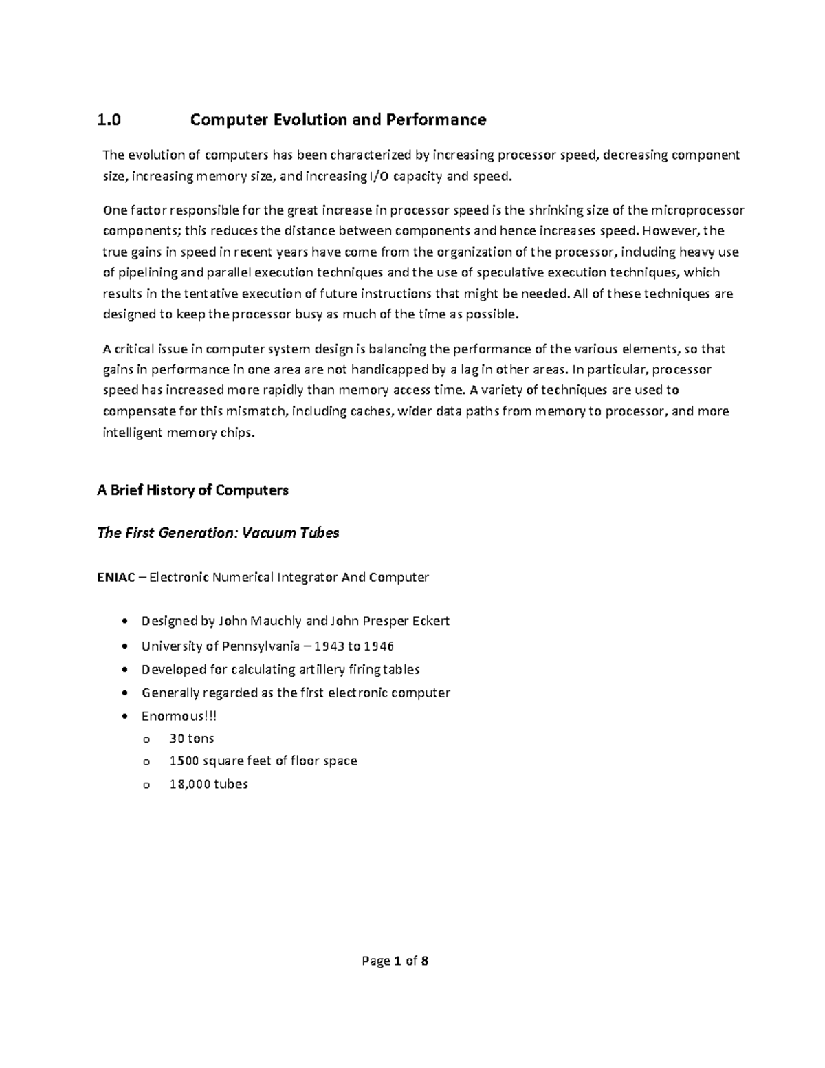 2 - Computer Evolution and Performance - 1 Computer Evolution and Performance The evolution of ...