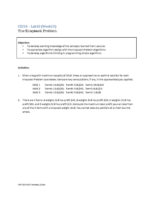 Lab9 - lab9 - USP.CS214.2017_SChen 1 CS214 – Lab9 (Week11): On Greedy ...