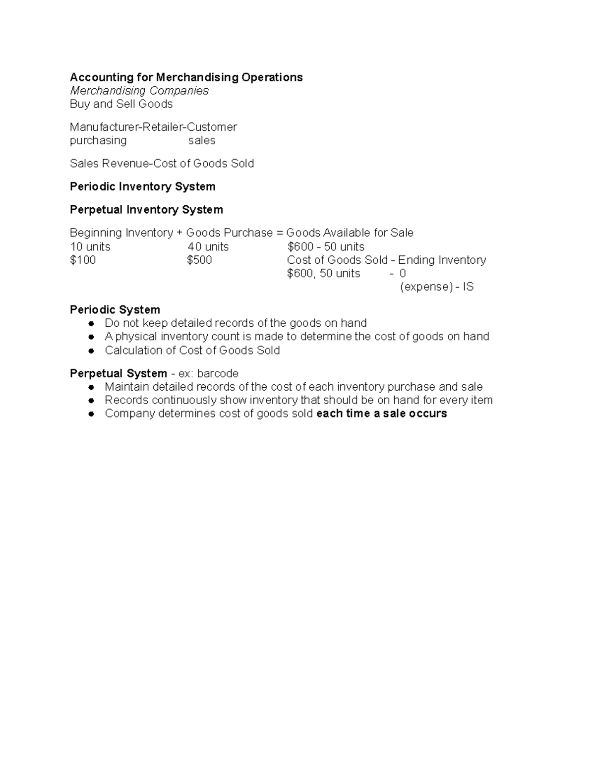 Ch. 5 Accounting for Merchandising Operations Part 1 - Accounting for ...
