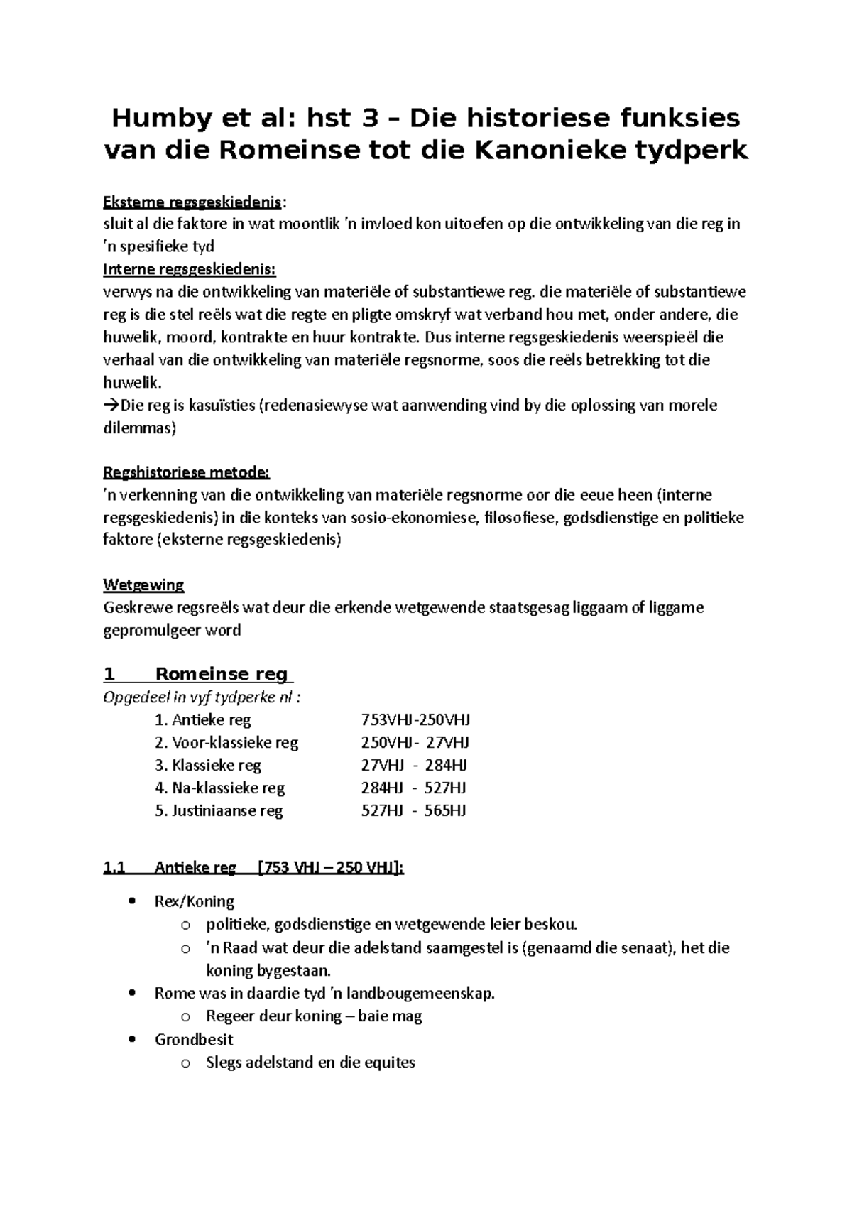 5 Die historiese funksies van die Romeinse tot die Kanonieke tydperk ...