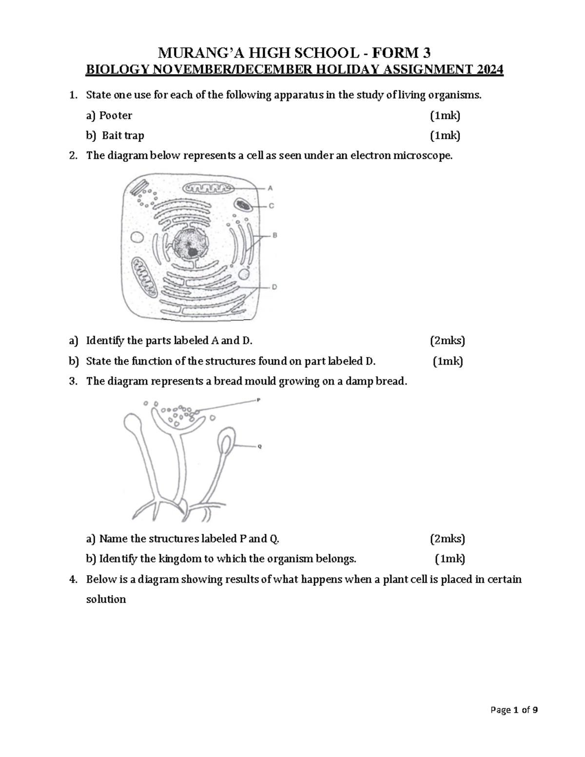 Bionov - an intrusive revision material - MURANG’A HIGH SCHOOL - FORM 3 ...