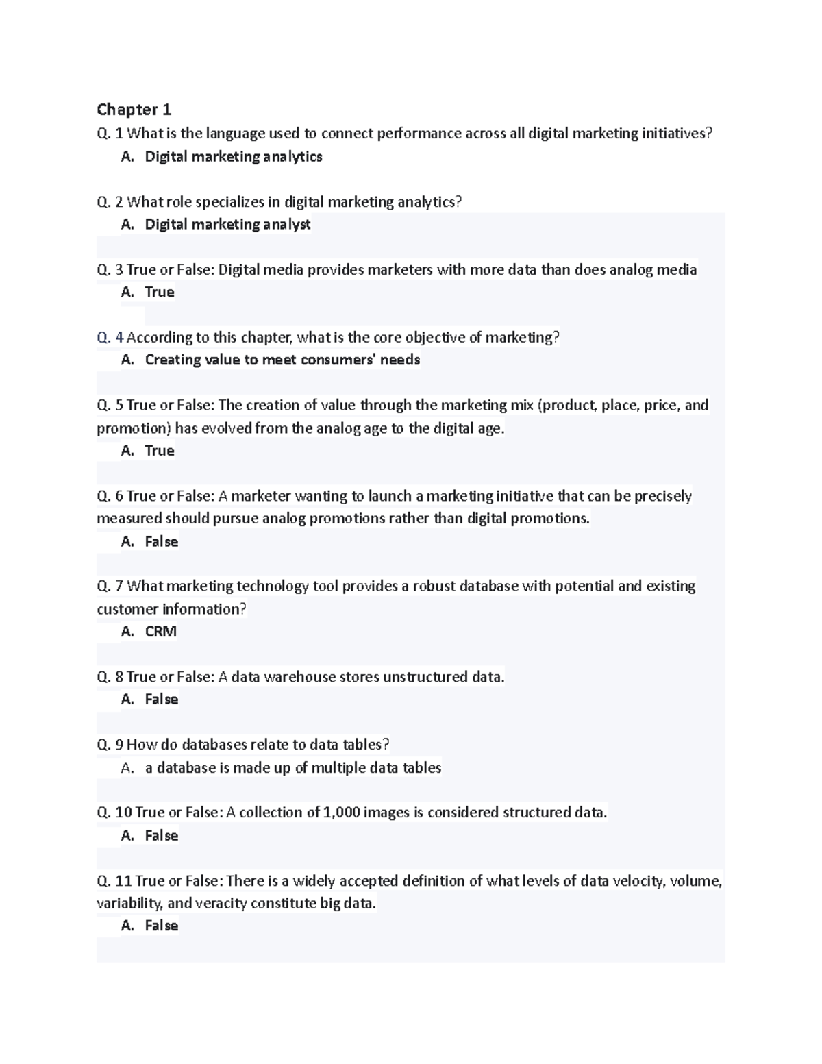 DMA 1 - 15 Chapter - DIM 1603 Quiz practice (all quizzes came from ...
