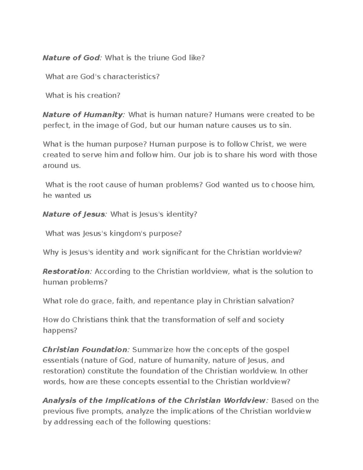 Nature of God - GOT AN A - Nature of God: What is the triune God like ...
