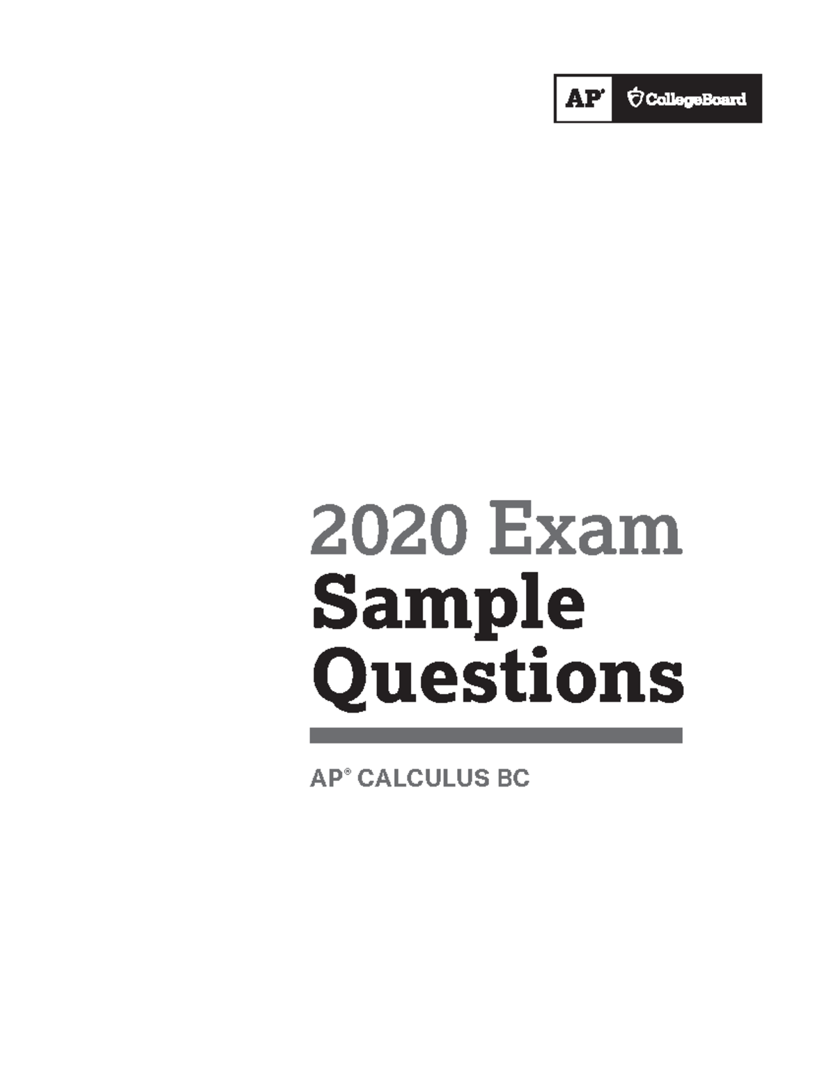 Ap 2020exam sample questions calculus bc - 2020 Exam Sample Questions ...