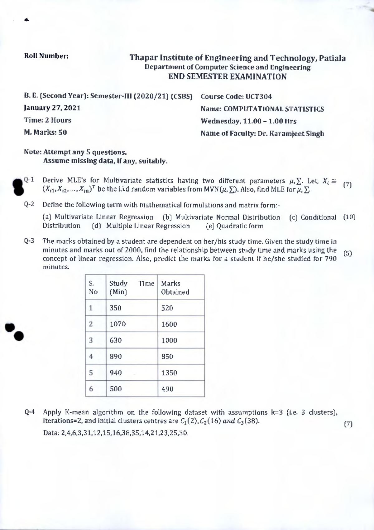 UCT304 - dsadasda - AIL Roll Number: Thapar Institute of Engineering ...