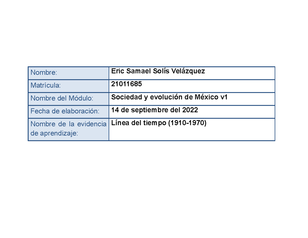 Solis Eric Linea del tiempo 2 - Nombre: Eric Samael Solís Velázquez ...