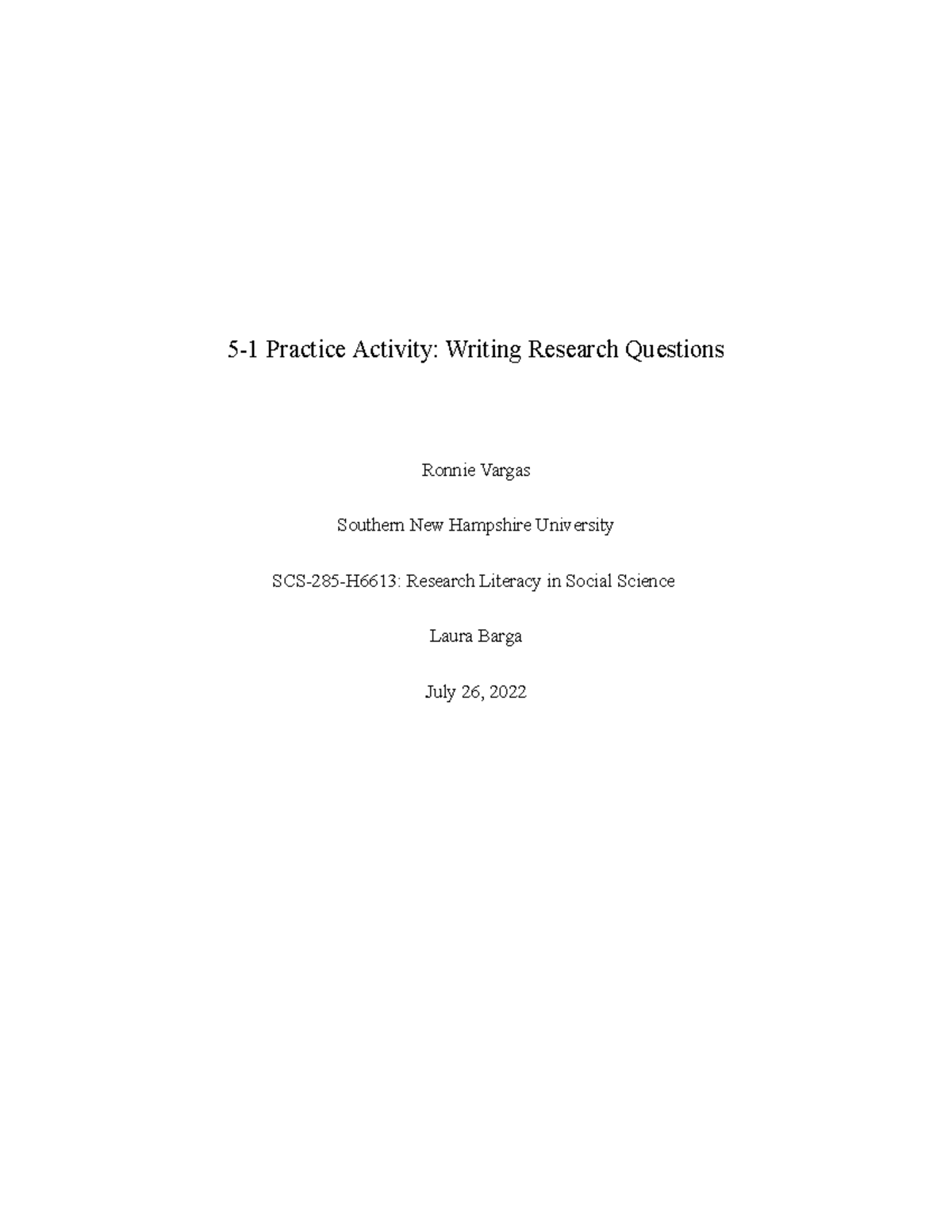 5-1 Writing Research Questions - 5-1 Practice Activity: Writing ...
