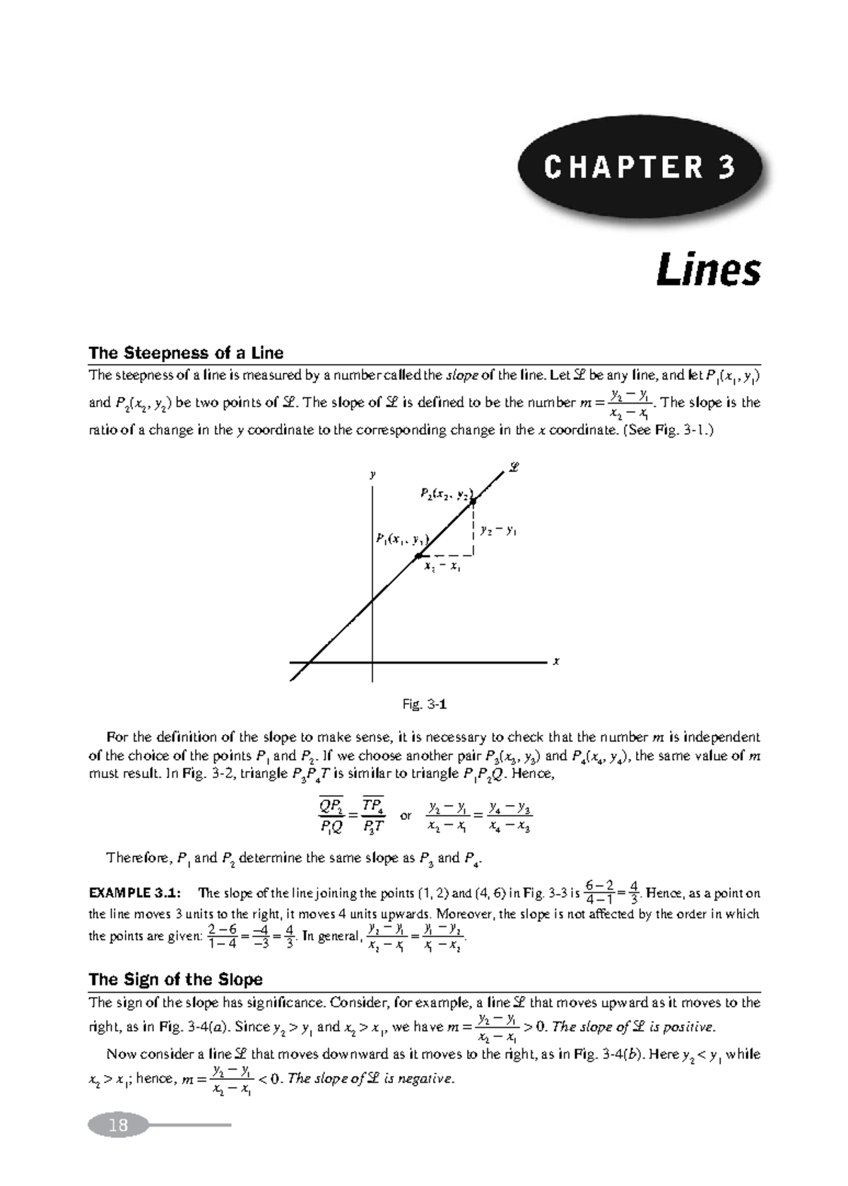 Calculus Ch 3.1 - CHAPTER 3 18 Lines The Steepness of a Line The ...