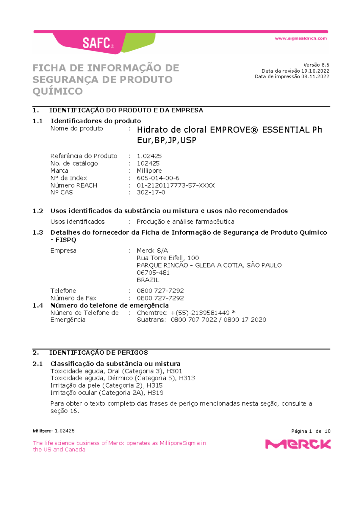 Safc - Safc - Millipore- 1 Página 1 de 10 The life science business of ...