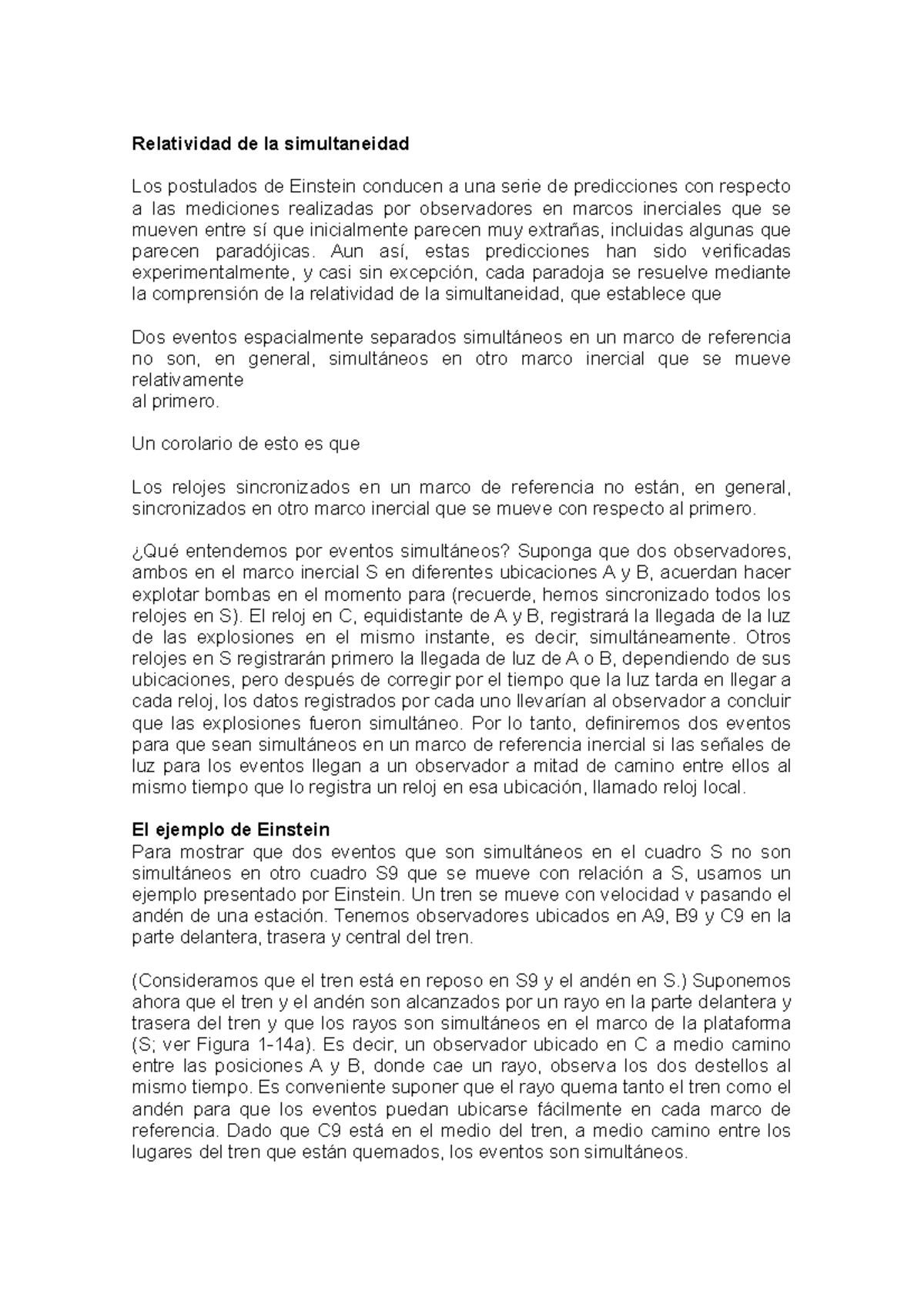 Relativity of Simultaneity of the - Relatividad de la simultaneidad Los ...