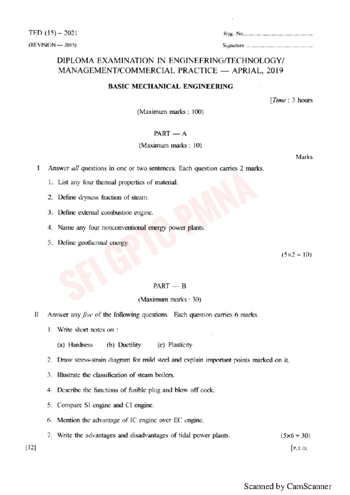 BASIC MECHANICAL ENGINEERING - EEE Mechanical Engineering - Scanned by CamScanner Scanned by ...