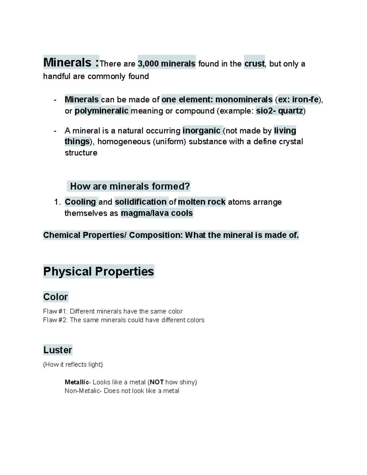Minerals - Cooling and solidification of molten rock atoms arrange ...