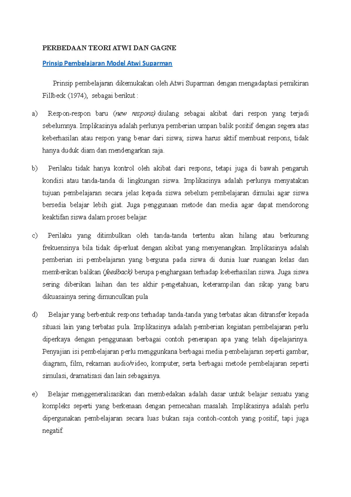 Perbedaan Teori Atwi Dan Gagne - PERBEDAAN TEORI ATWI DAN GAGNE Prinsip ...
