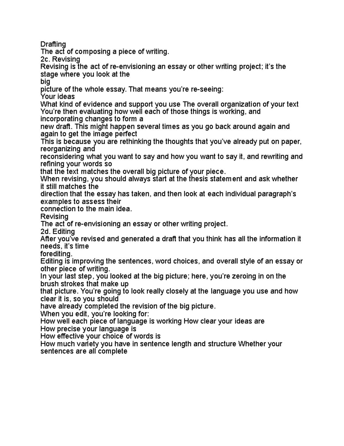Drafting - Composition I - Drafting The act of composing a piece of ...