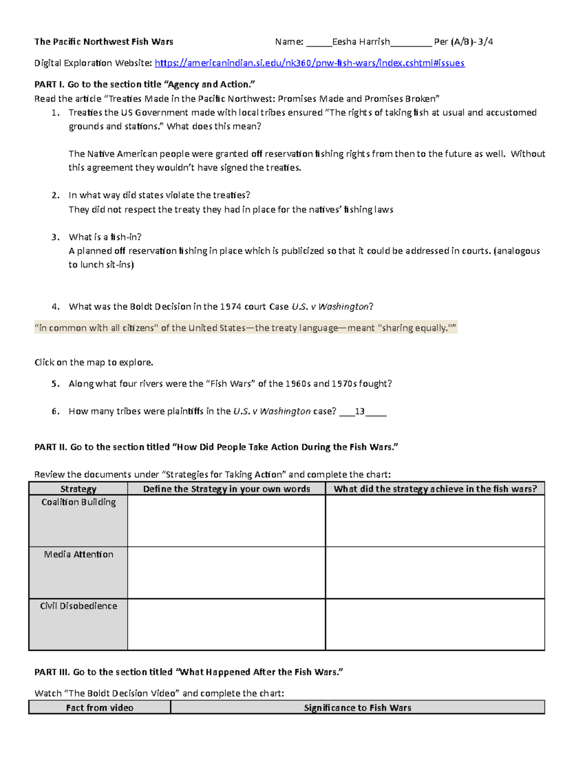 Fish Wars Digital Exploration - The Pacific Northwest Fish Wars Name ...