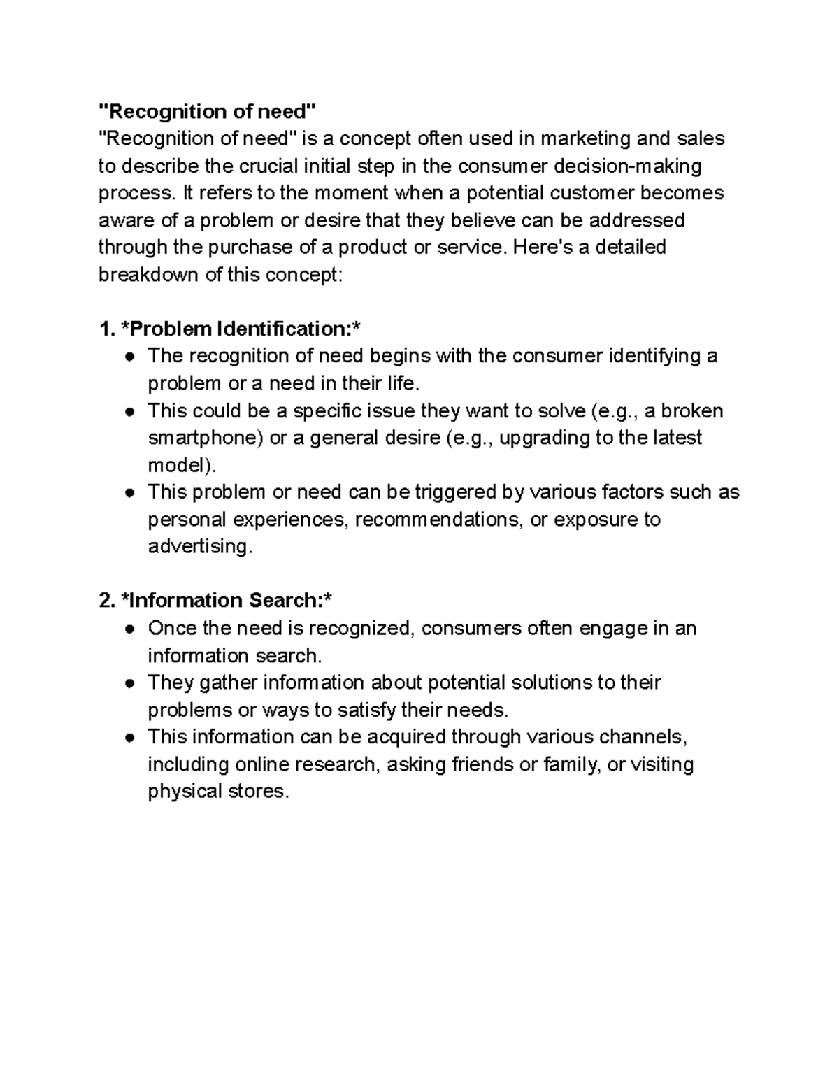 Recognition of need - "Recognition of need" "Recognition of need" is a ...