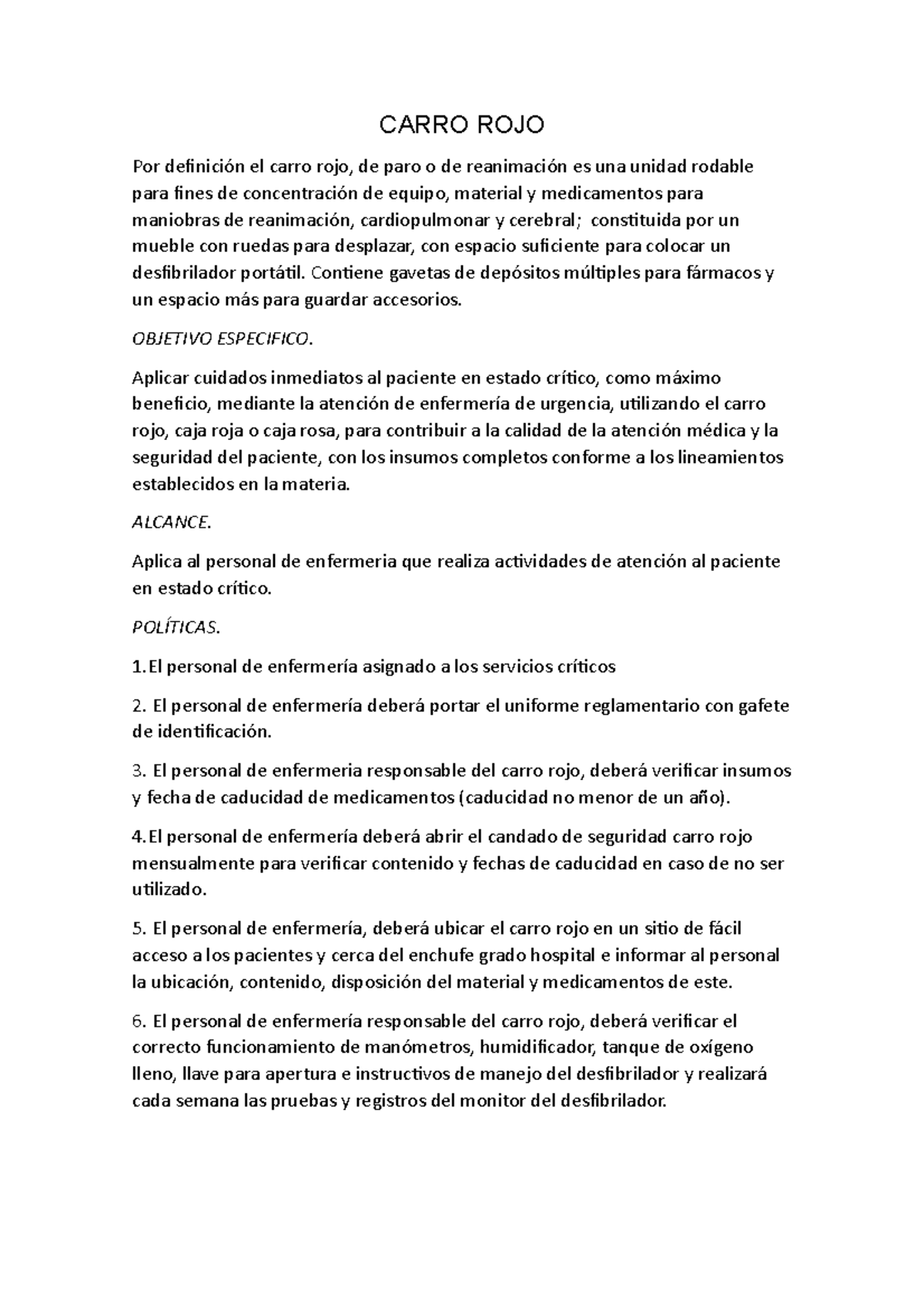Carro ROJO - CARRO ROJO Por definición el carro rojo, de paro o de ...