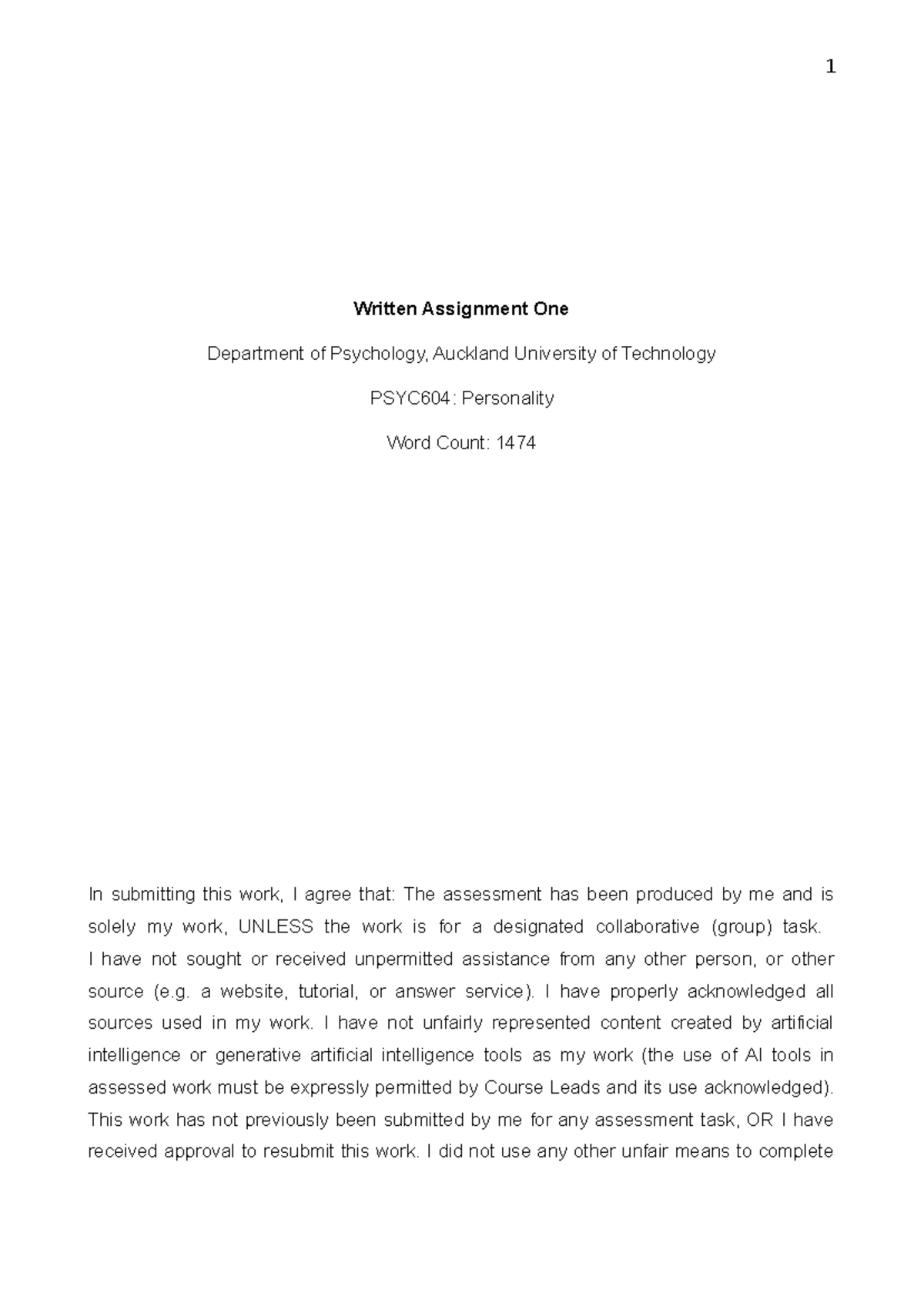 PSYC604 Written Assignment, Grade A+ - Written Assignment One ...