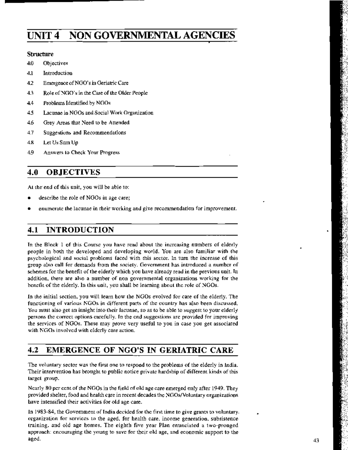 Unit-4 - Notes - UNIT 4 NON GOVERNMENTAL AGENCIES Structure 4 ...