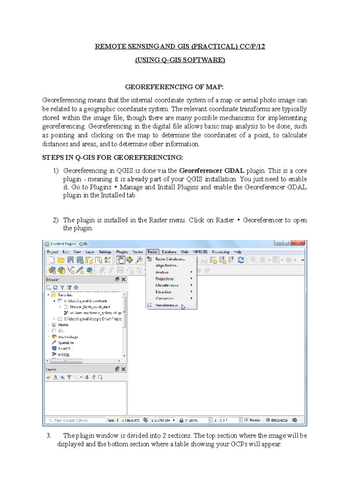 Q Gis 5 Thsem Georeferencing Remote Sensing And Gis Practical Ccp Using Q Gis Software