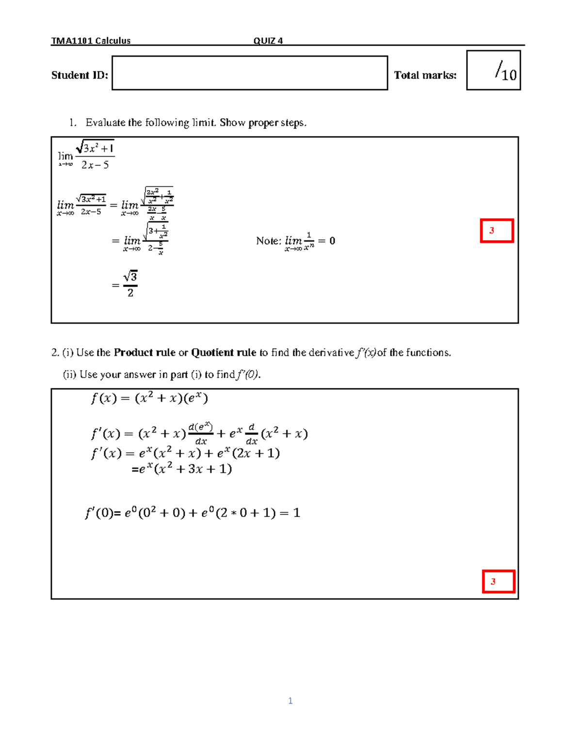 Quiz 4-Answer - Practice, question, and answer. Hope you enjoy it ...