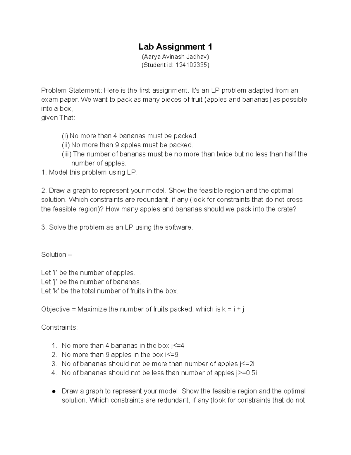 Lab assignment 1 - Lab Assignment 1 (Aarya Avinash Jadhav) (Student id ...