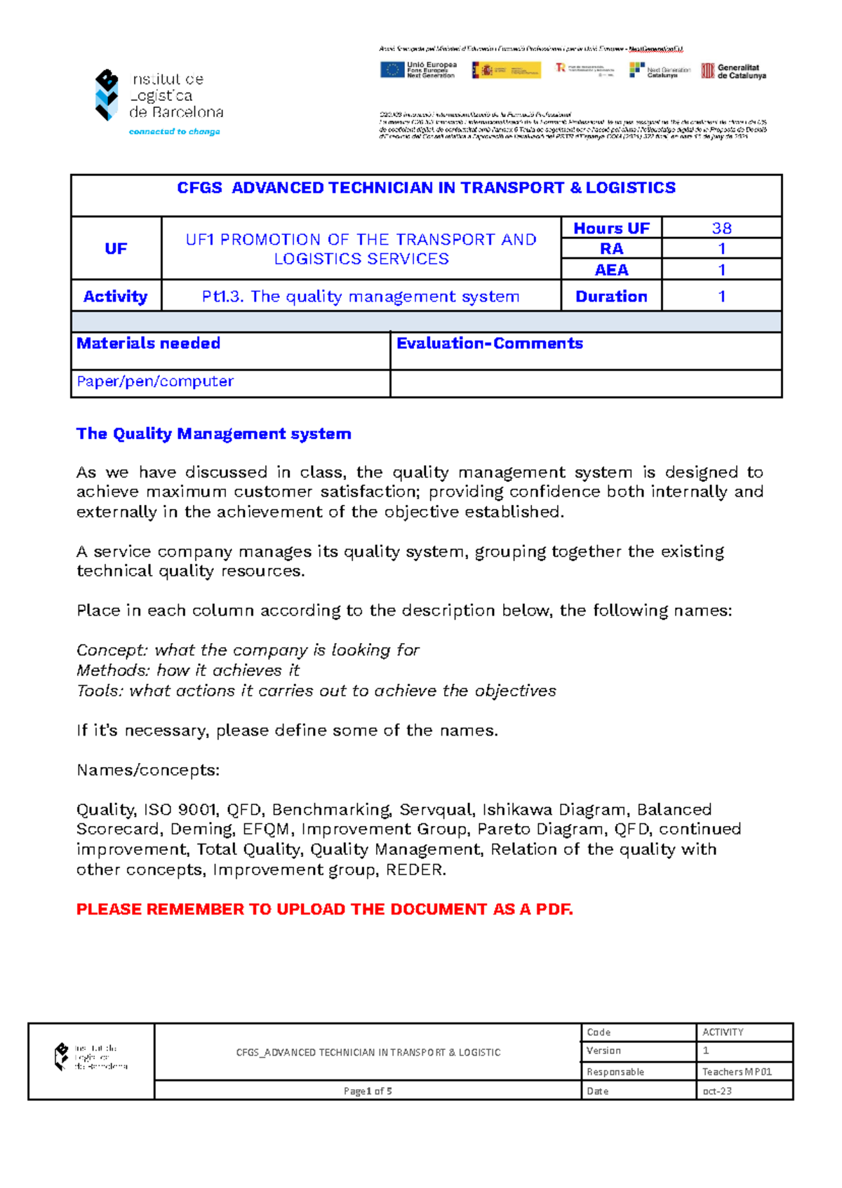 Pt1.3. The quality managment system - CFGS ADVANCED TECHNICIAN IN ...