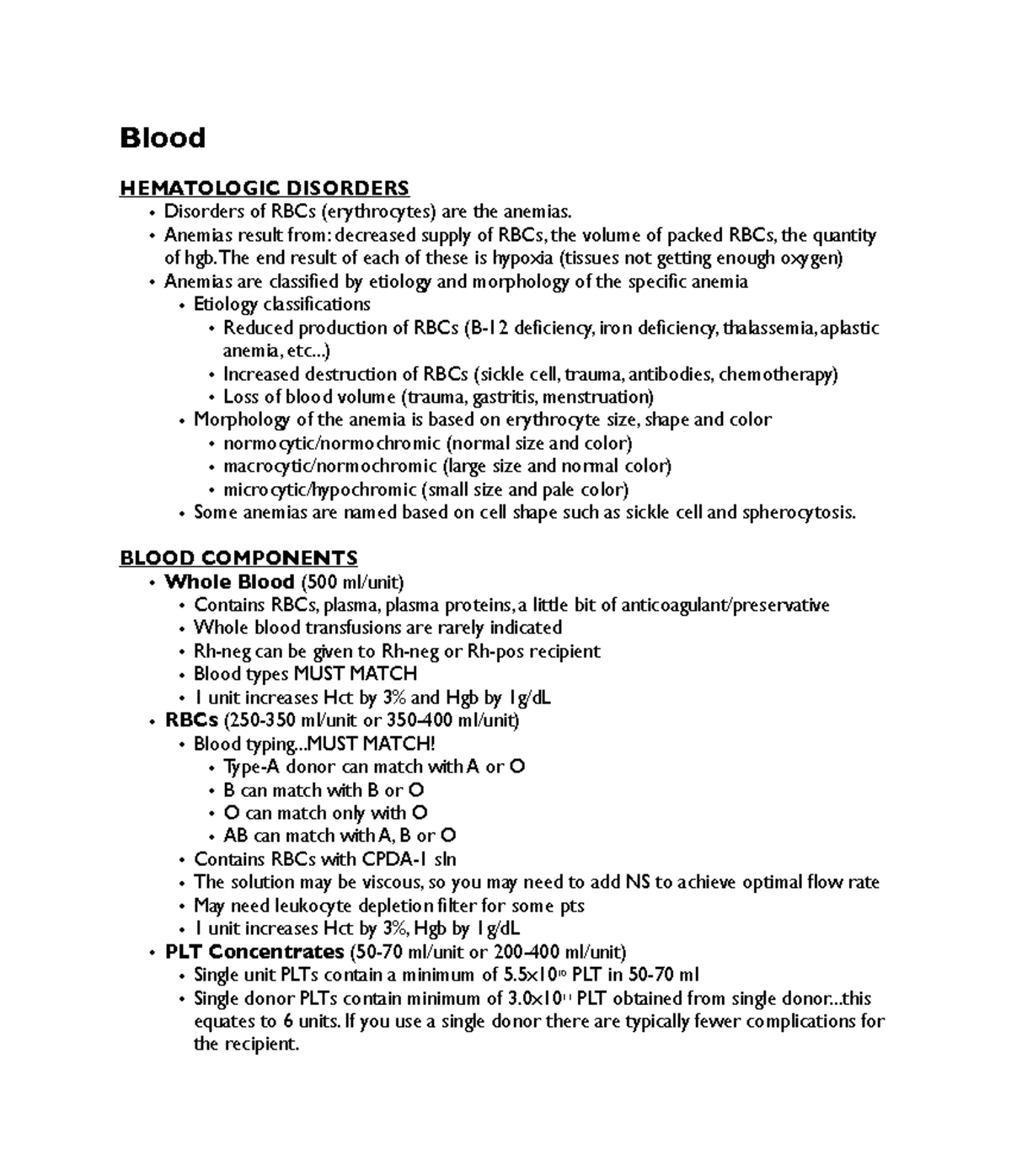 Blood-basics 1 - basics about blood - Blood HEMATOLOGIC DISORDERS ...