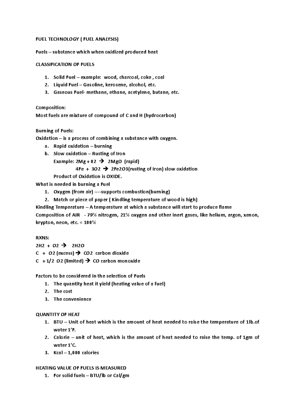 Classification OF Fuels 3 - Fundamentals of Materials Science and ...