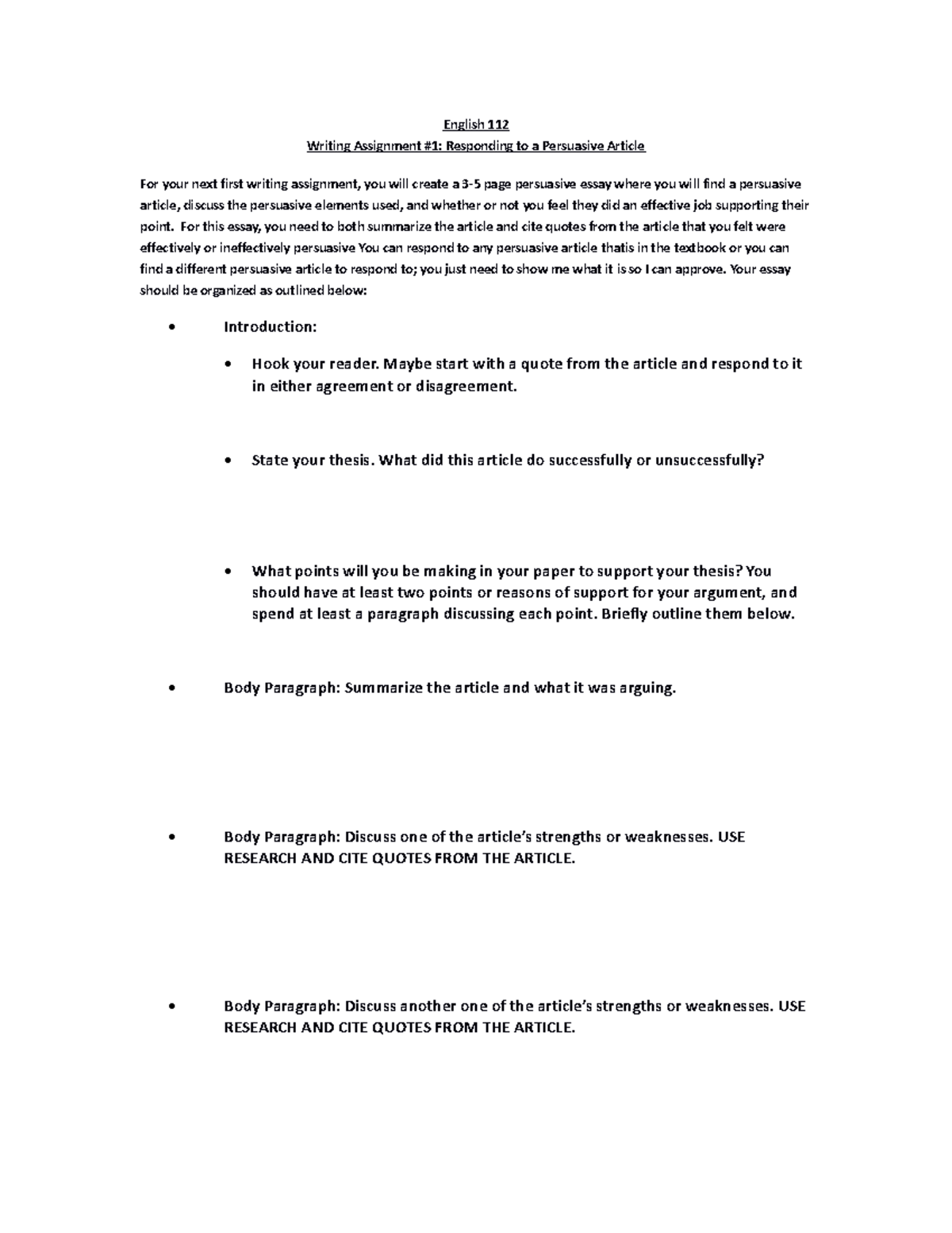 Argument Essay 1 (2) - N/A - English 112 Writing Assignment #1 ...