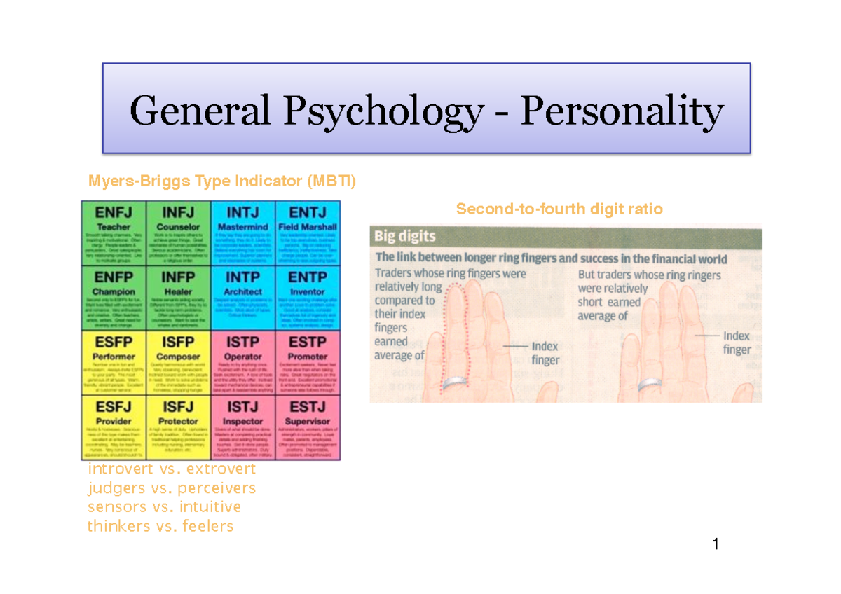 10 Personality - Lecture notes 10 - General Psychology - PSYC1000 ...