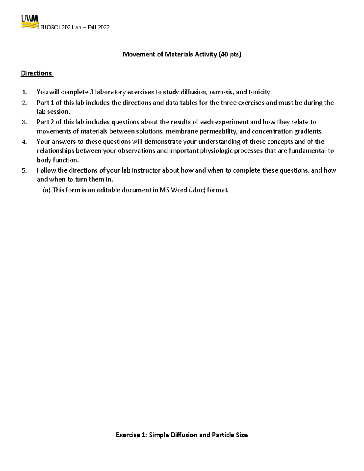 Movement of Materials Activity - Part 1 of this lab includes the ...