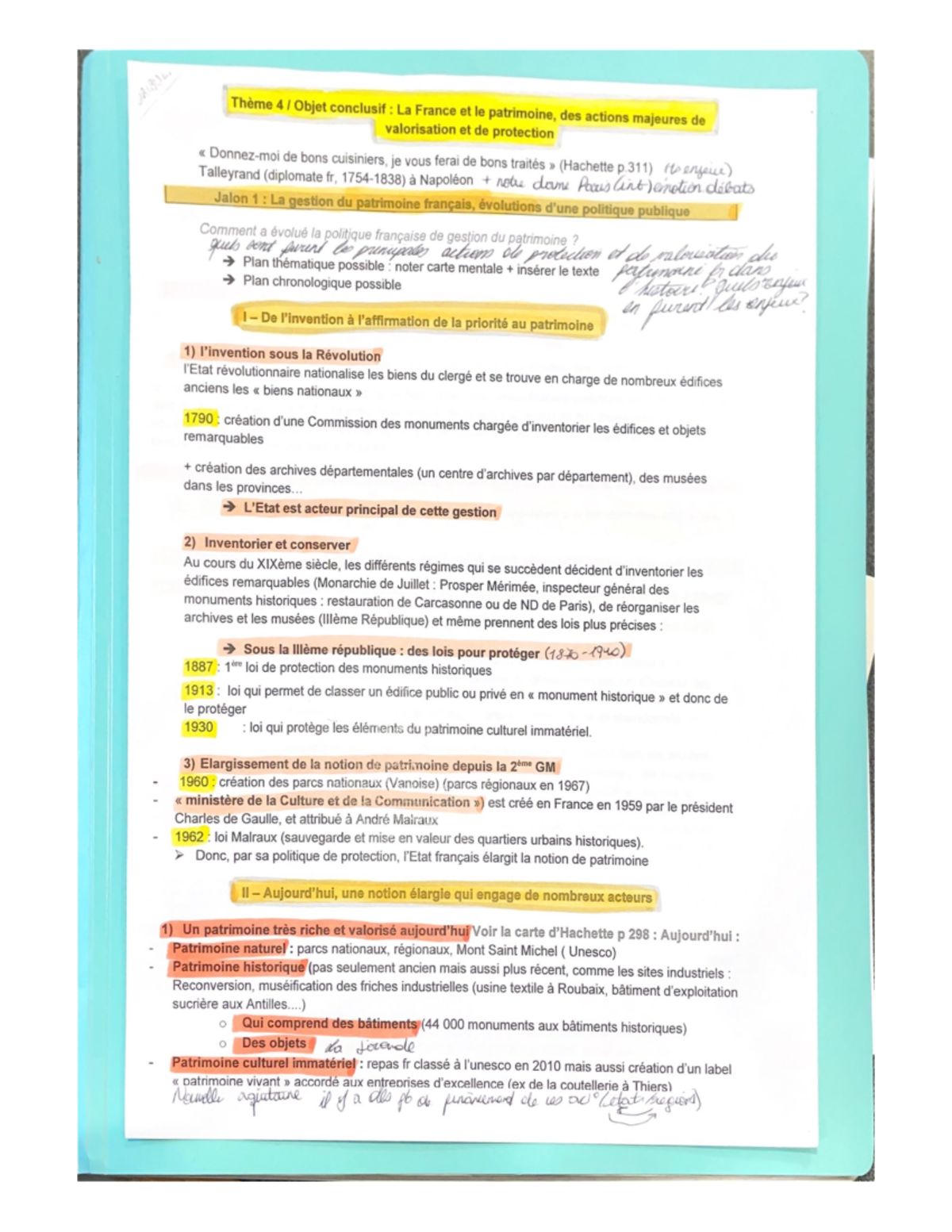 Thème 4 Objet conclusif La France et le patrimoine, des actions ...