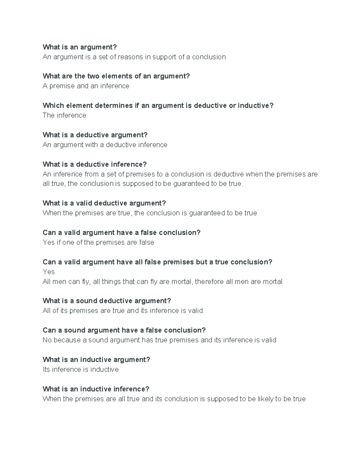 Philosophy 403 Midterm Review - What is an argument? An argument is a ...