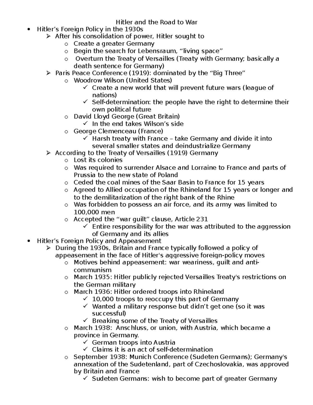 Exam 5 notes - Hitler and the Road to War Hitler’s Foreign Policy in ...