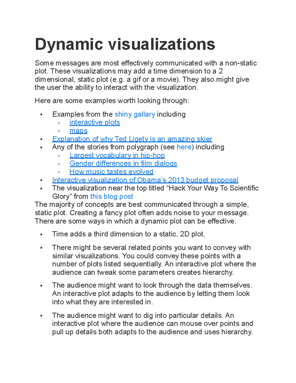 Comm 5 notes - Dynamic visualizations Some messages are most ...