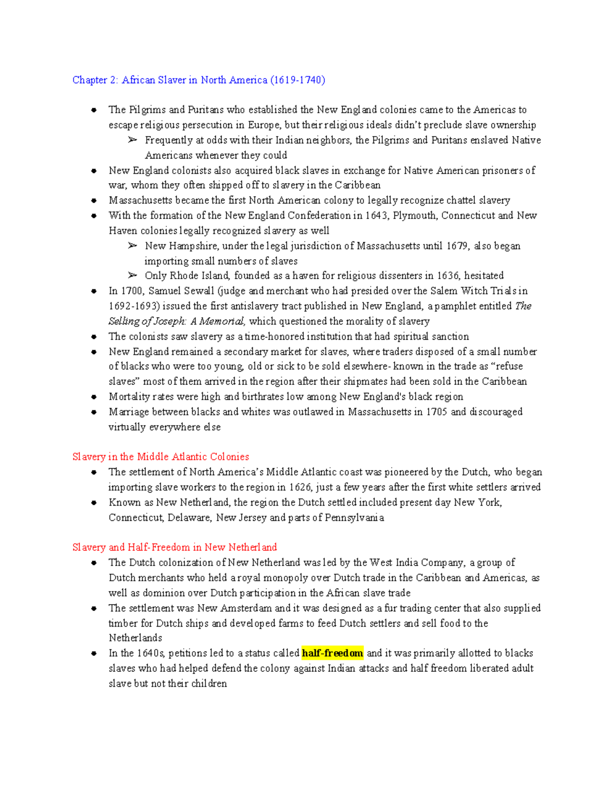 HIST 275 Chapter 2 Book Notes - Chapter 2: African Slaver in North ...