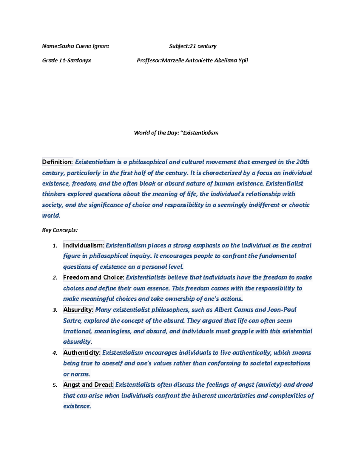 21 century pabigat - 21 centurty - Name:Sasha Cueno Ignoro Subject:21 ...