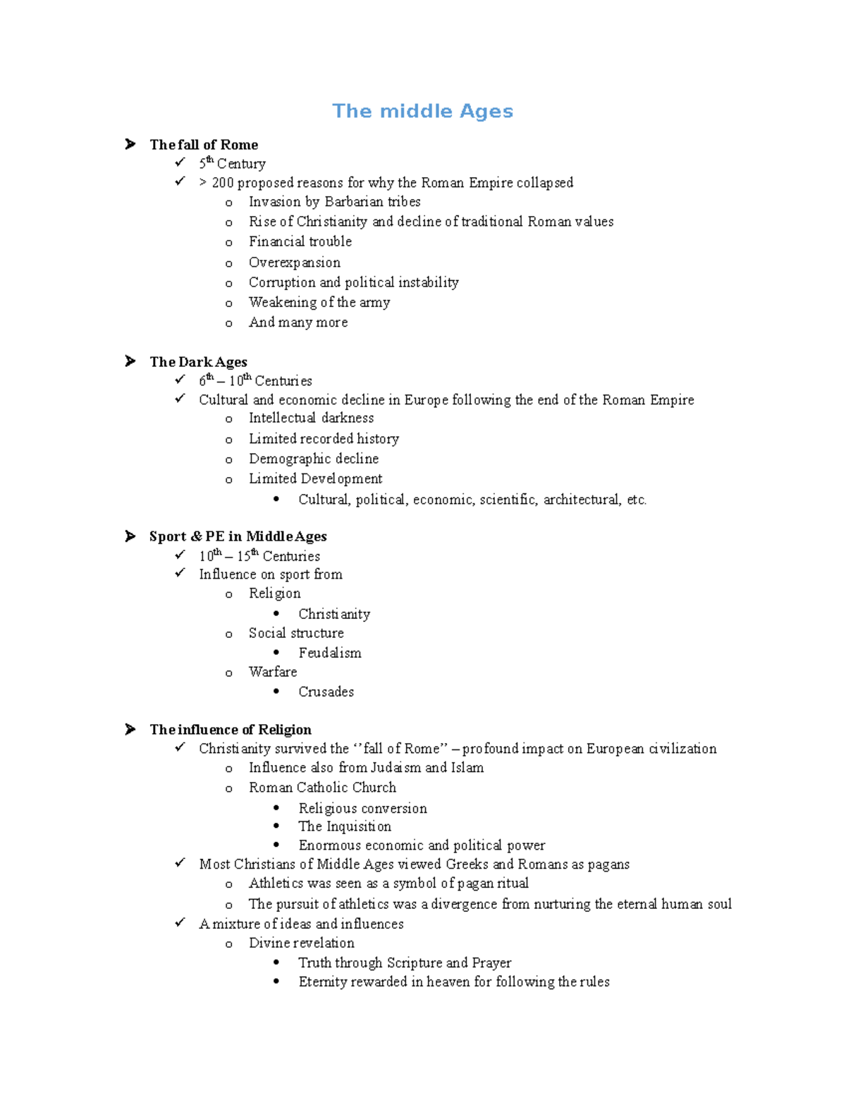 The middle Ages Notes - The middle Ages The fall of Rome 5 th Century ...