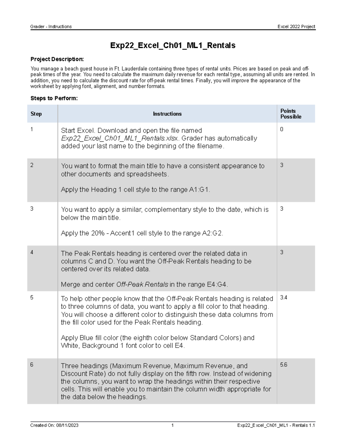 Exp22 Excel Ch01 ML1 Rentals Instructions - Exp22_Excel_Ch01_ML1 ...