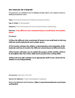Emergent Literacy Writing Template-1 - Name: Trachelle Carter Date: 17 ...