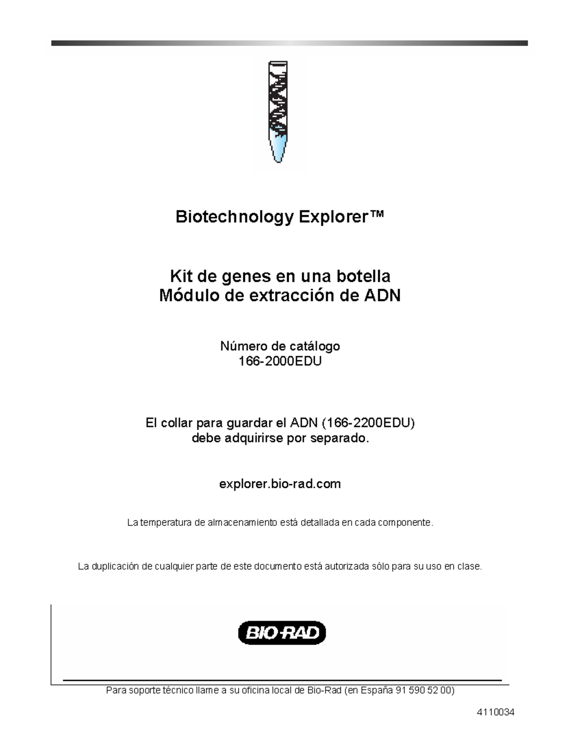 4110034 ES - nose la vrdd - Biotechnology Explorer™ Kit de genes en una ...