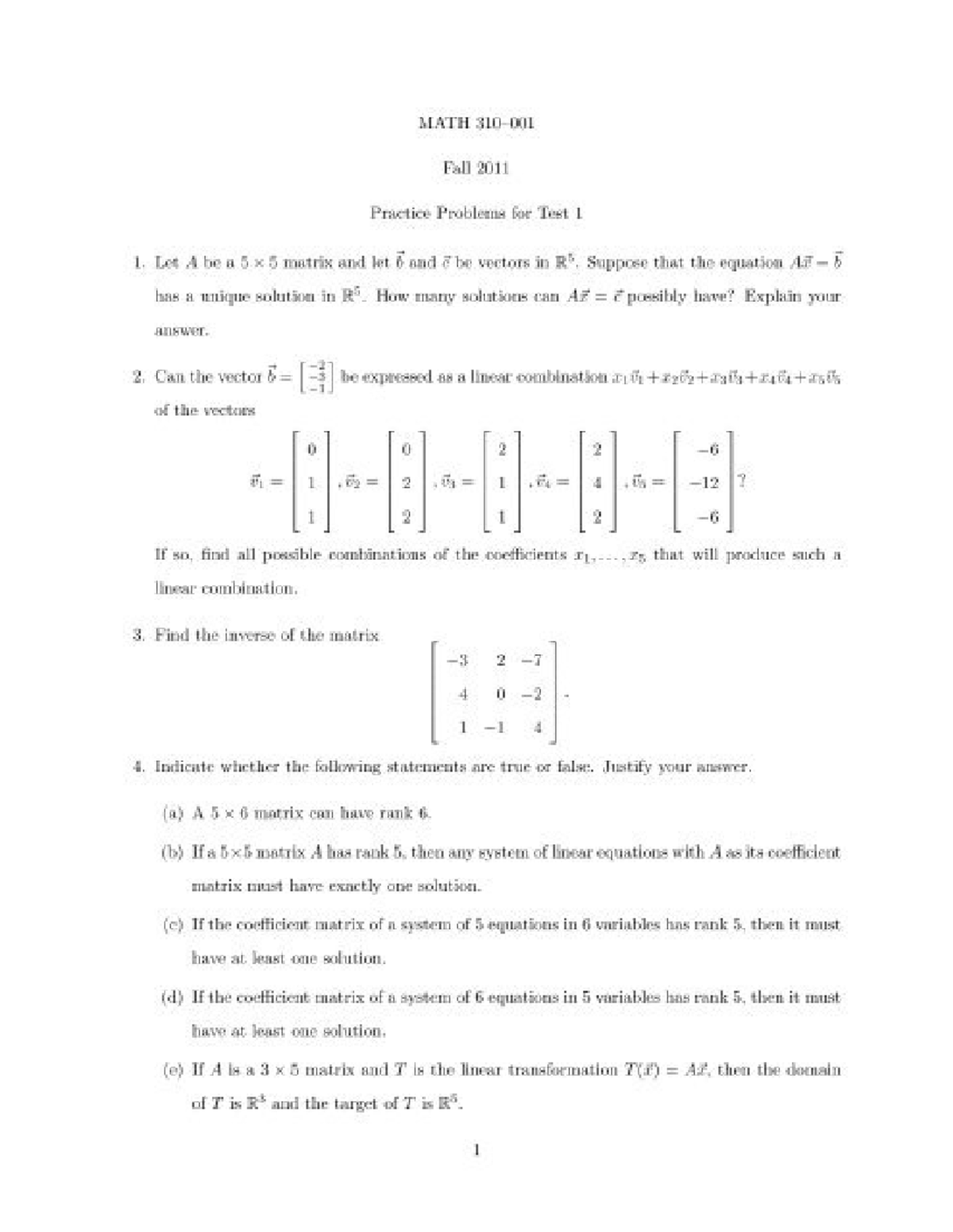 Math 310 001 practice test 1 - MATH-310 - Studocu