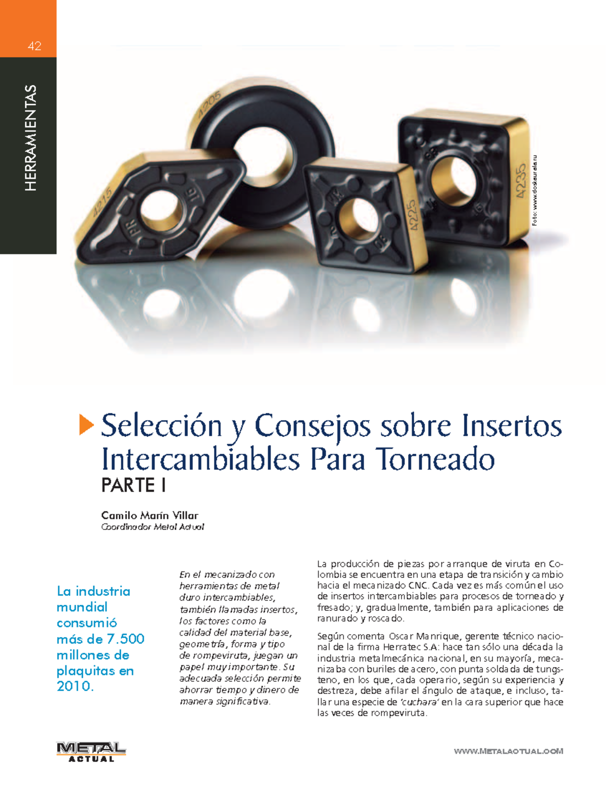 Herrami insertos - catalogo practica 1 - HERRAMIENTAS ####### 42 La producción de piezas por ...