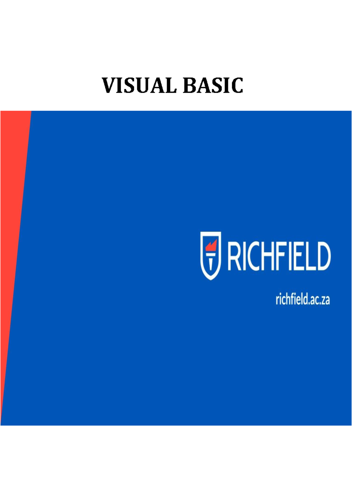 Programming 511 - Practice. - VISUAL BASIC ii 1 INTRODUCTION TO ...
