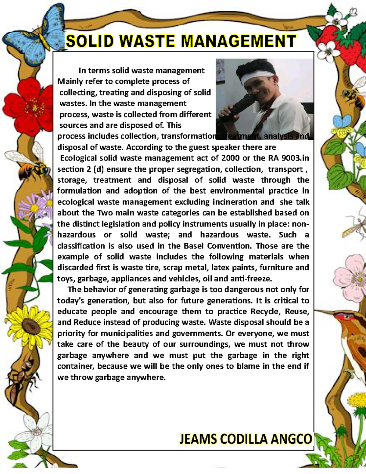 Solid Waste - assessment - In terms solid waste management Mainly refer ...